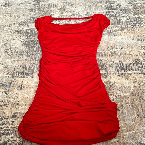 Express | Dresses | Red Express Scrunch Dress | Poshmark